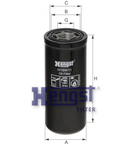 HENGST OIL FILTER-VOLVO(FH12) H18W11 — SAJID Auto Online